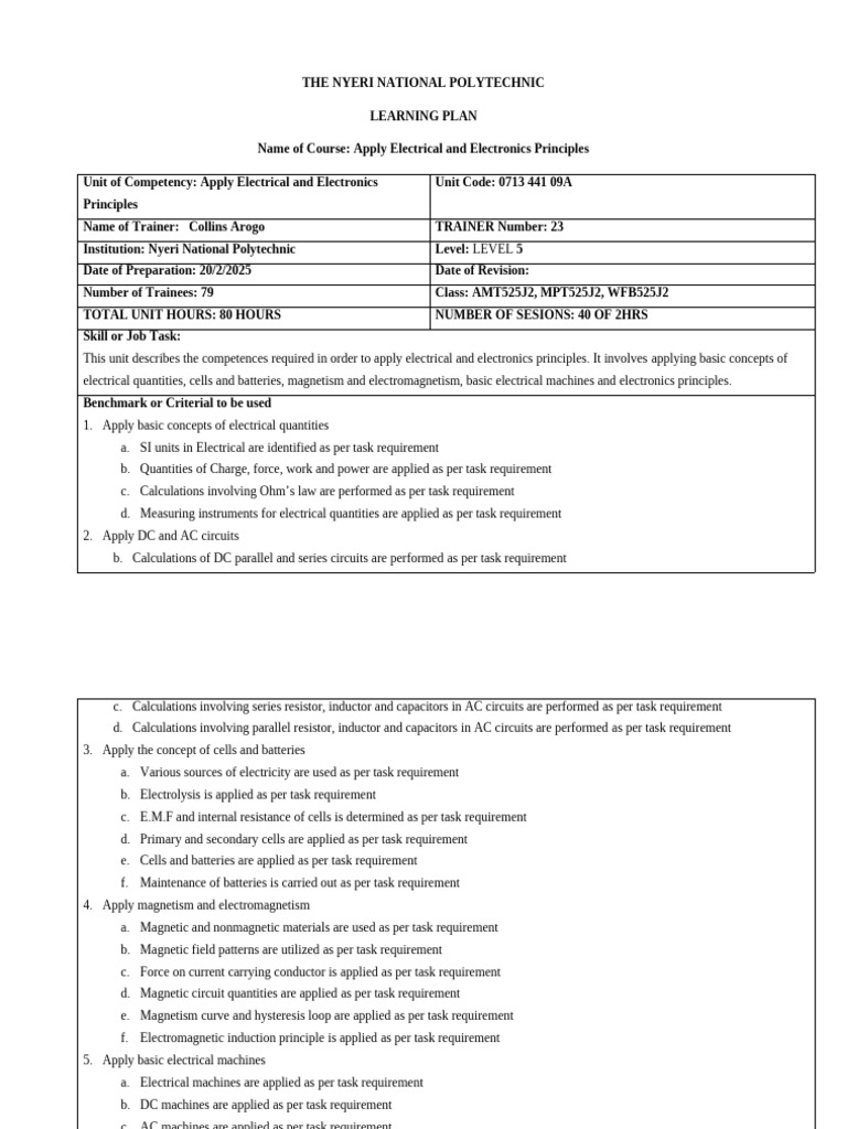 Amt525j2 Mpt525j2 Wfb525j2 Eep Learning Plan | PDF | Electrical Impedance | Electrical Network