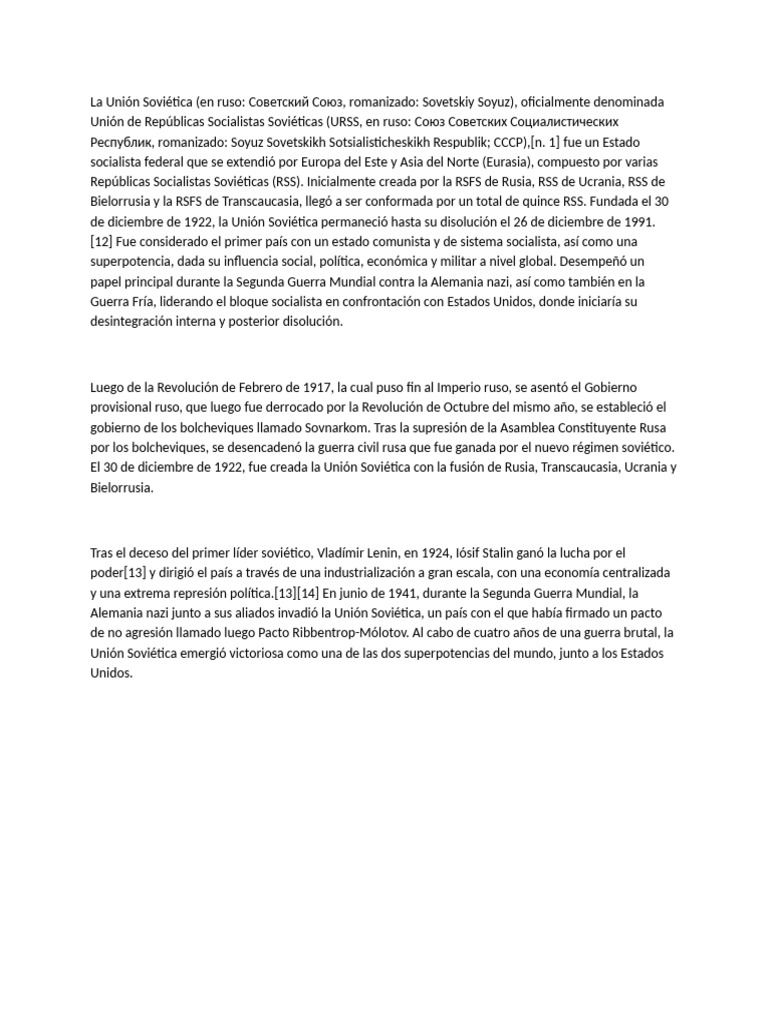 Union Sovietica Acenso | PDF