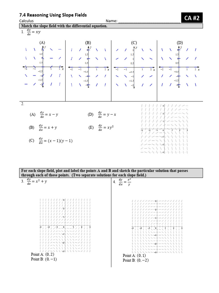 Slope Fields and Differential Equations | PDF
