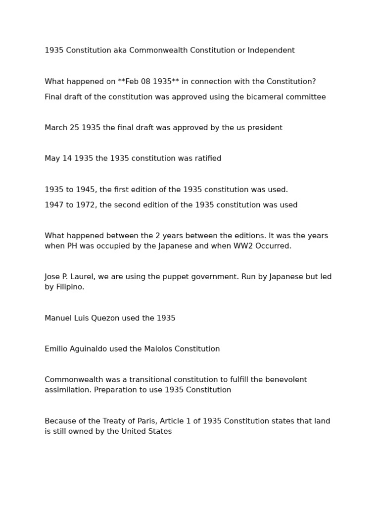 Overview of the 1935 Philippine Constitution | PDF