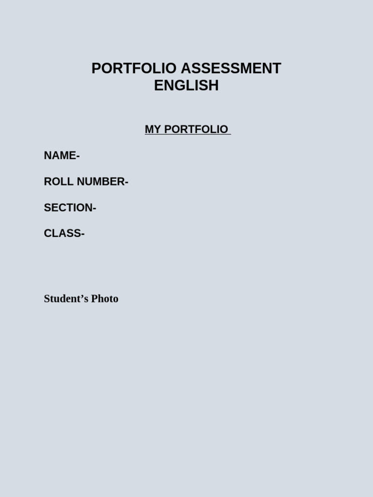 Portfolio Assessment | PDF