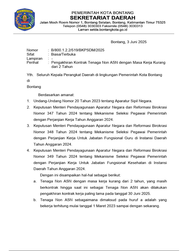Penyelesaian Kontrak Kerja Krg Dr 2 Thn | PDF