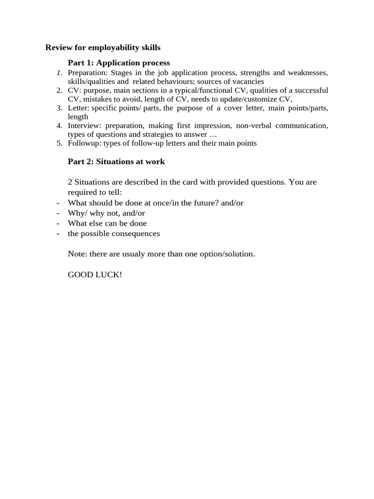 Employability Skills Review Guide | PDF