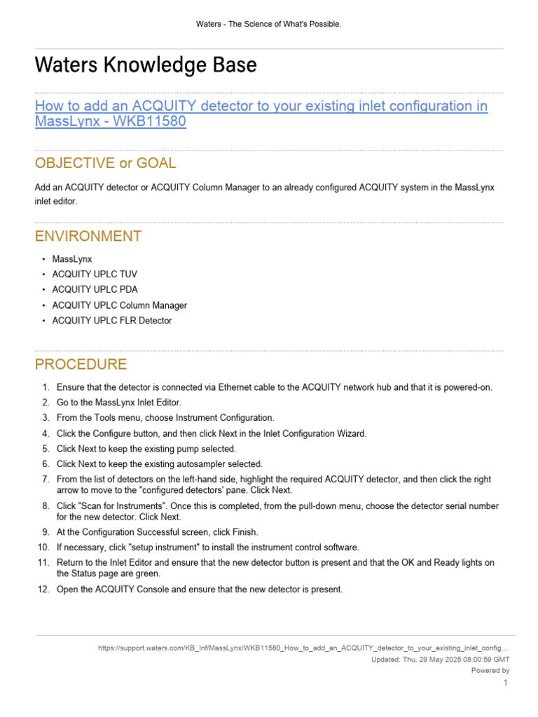 How To Add An ACQUITY Detector To Your Existing Inlet Configuration in ...