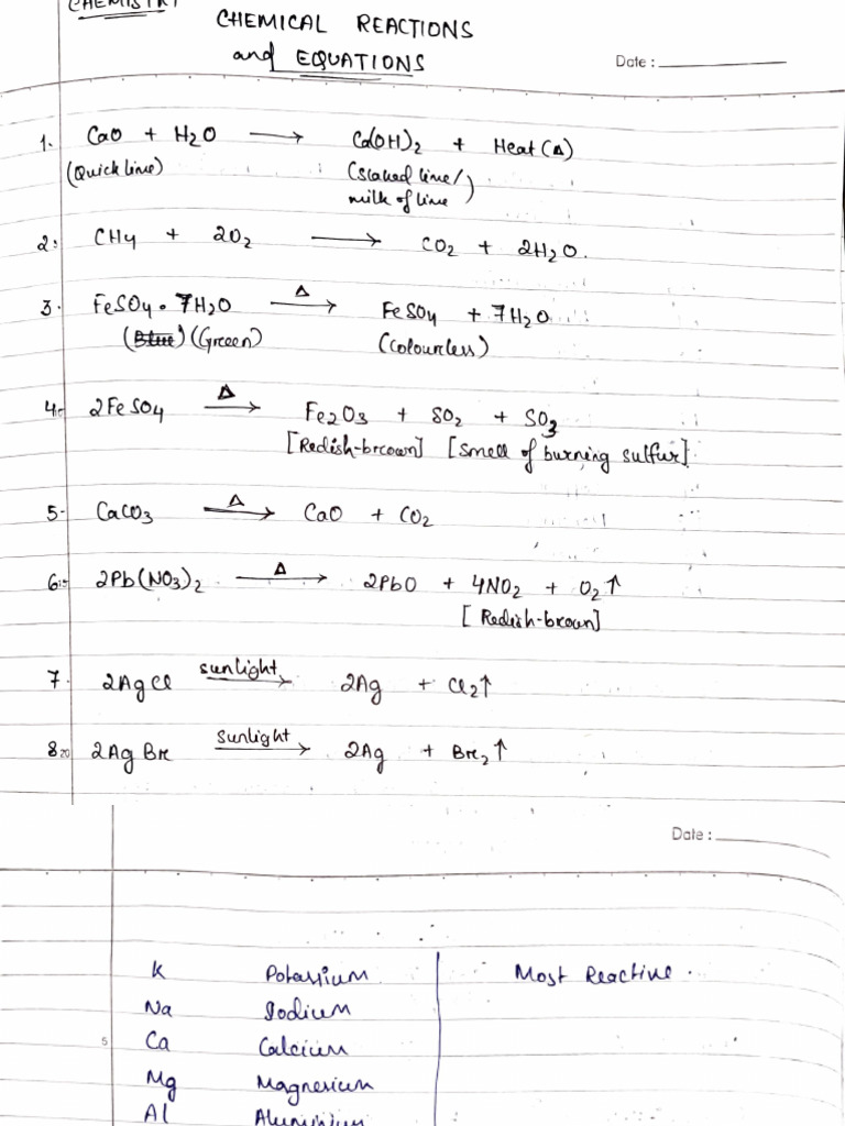 Chemical Reactions & Equations | PDF | Chemistry | Physical Chemistry