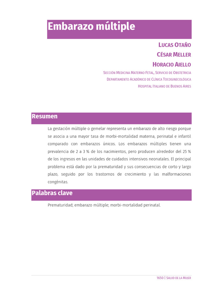 Embarazo Multiple | PDF | Parto prematuro | Nacimientos Múltiples