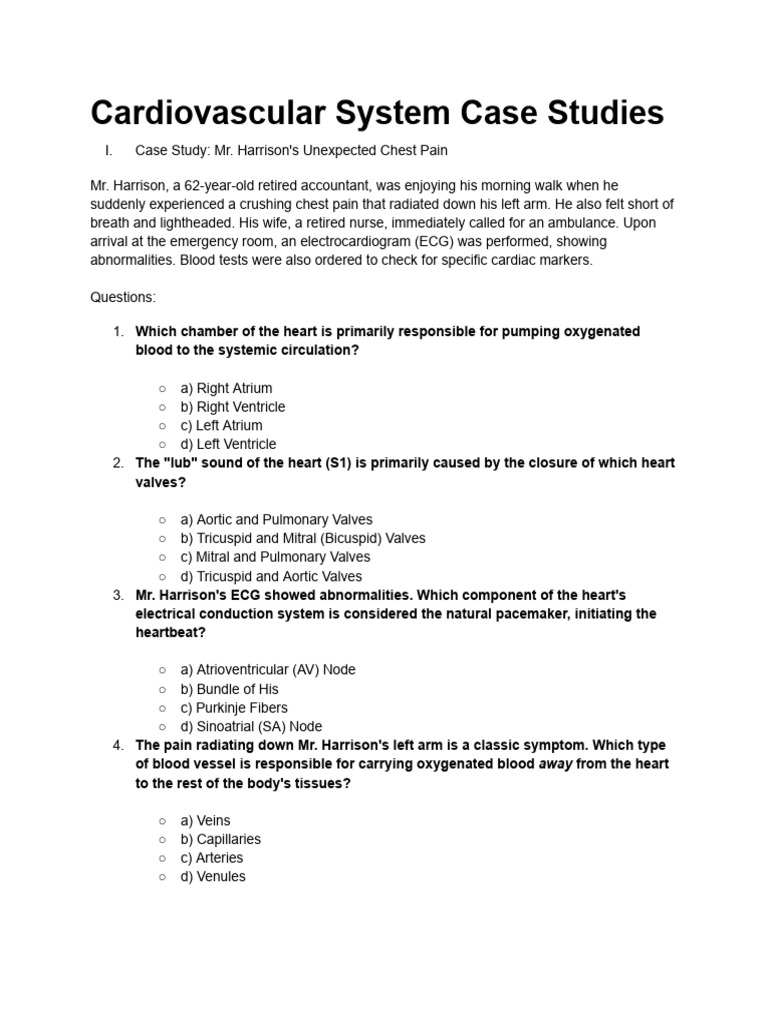Cardiovascular System Case Studies | PDF | Heart | Heart Valve