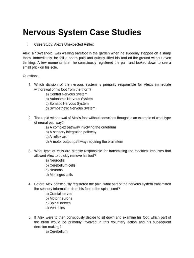 Nervous System Case Studies Analysis | PDF | Nervous System | Central ...