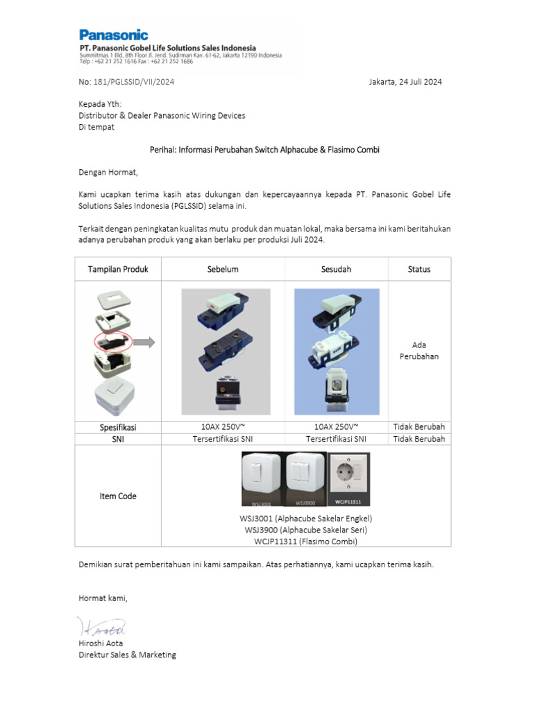 Product Information Letter July 2024 (Alphacube Switch) | PDF
