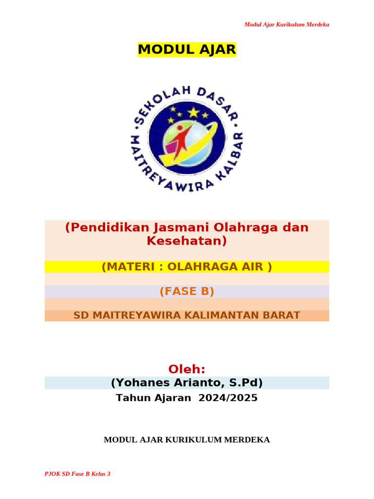 Modul Pjok Kelas 3 Renang | PDF