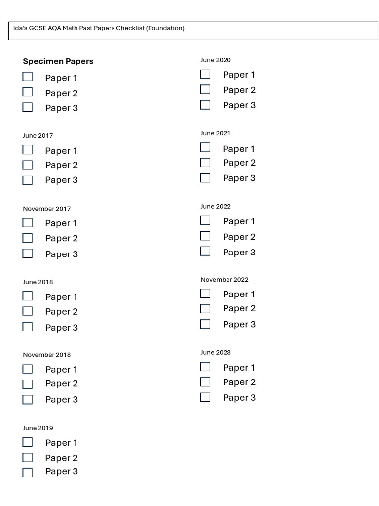AQA GCSE Foundation Maths Past Papers | PDF