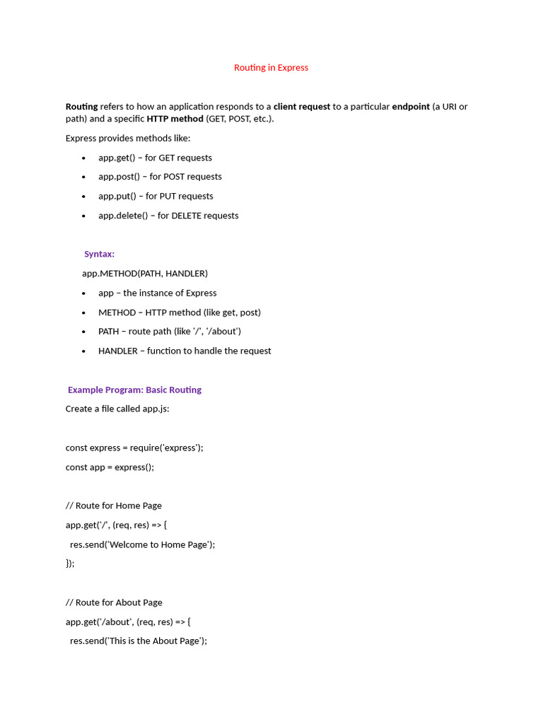 Express.js Routing Guide and Examples | PDF | Java Script | Software