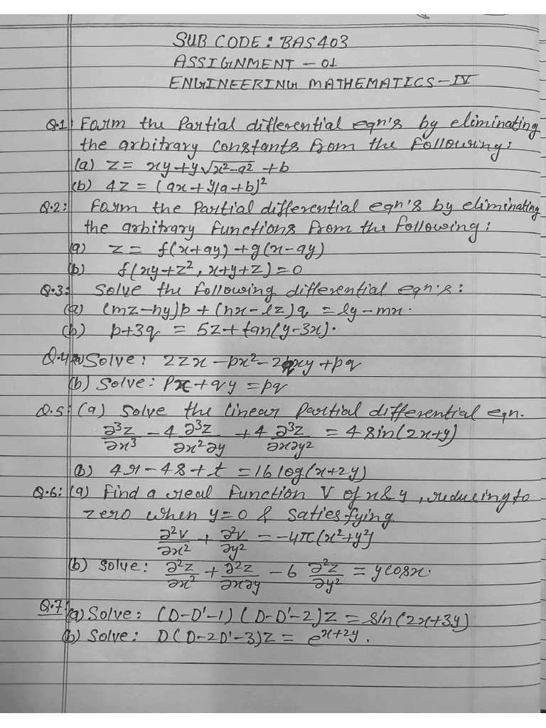 Engg - Maths Assignment-01 | PDF