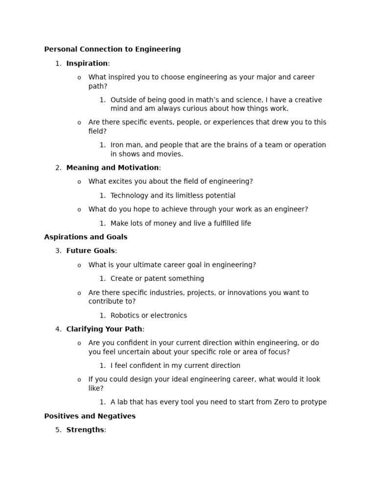 My Journey in Engineering: Goals & Aspirations | PDF | Engineering | Goal