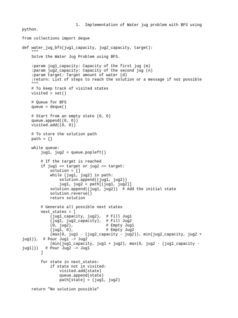 Water Juf Problem With Bfs and Dfs | PDF | Queue (Abstract Data Type) | Algorithms And Data ...