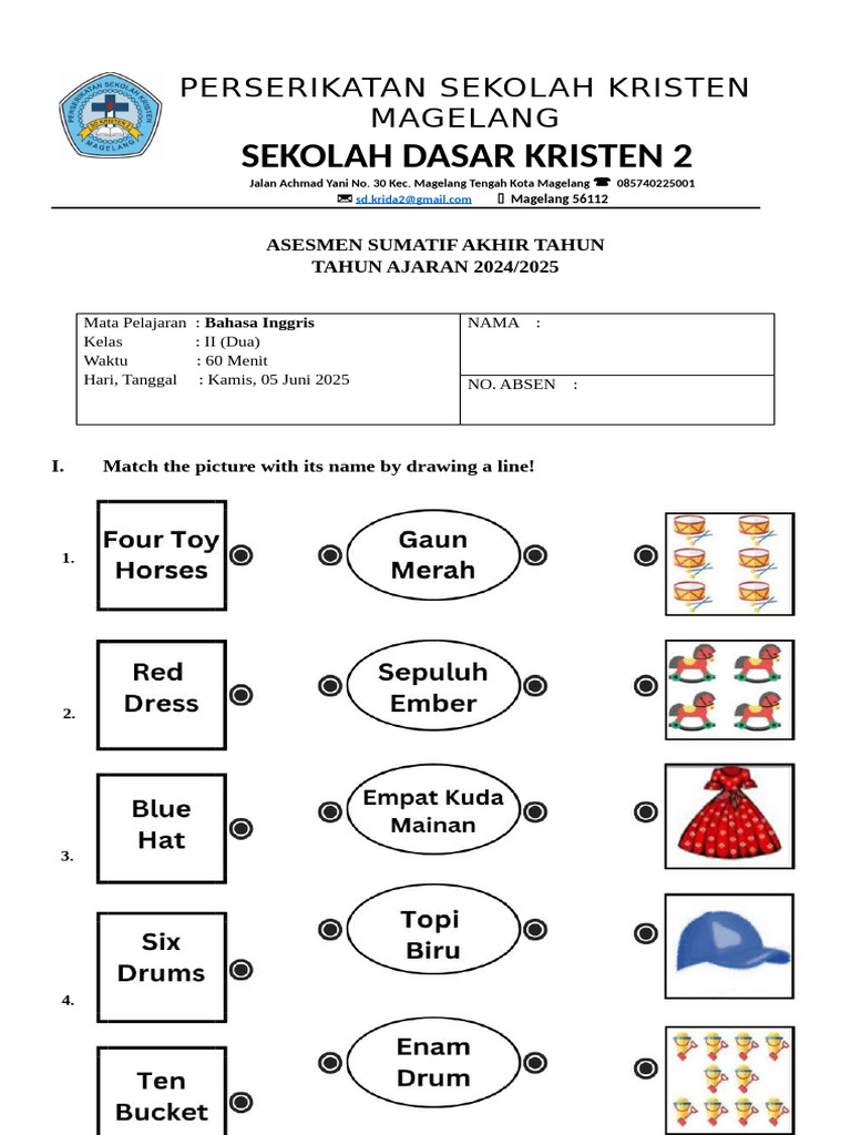 Soal Asat 2 Bahasa Inggris Kls 2 | PDF