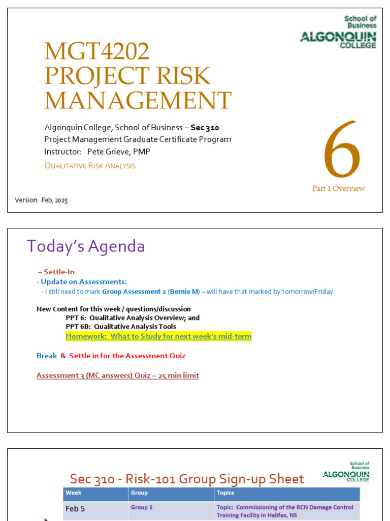 06 - MGT4202 - Qualitative Risk Analysis Overview - Sec 310 | PDF | Risk | Risk Management