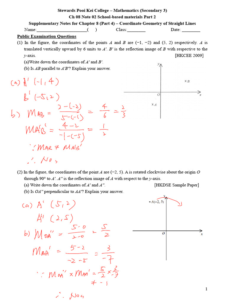 Coordinate Geometry Exercises | PDF | Cartesian Coordinate System ...