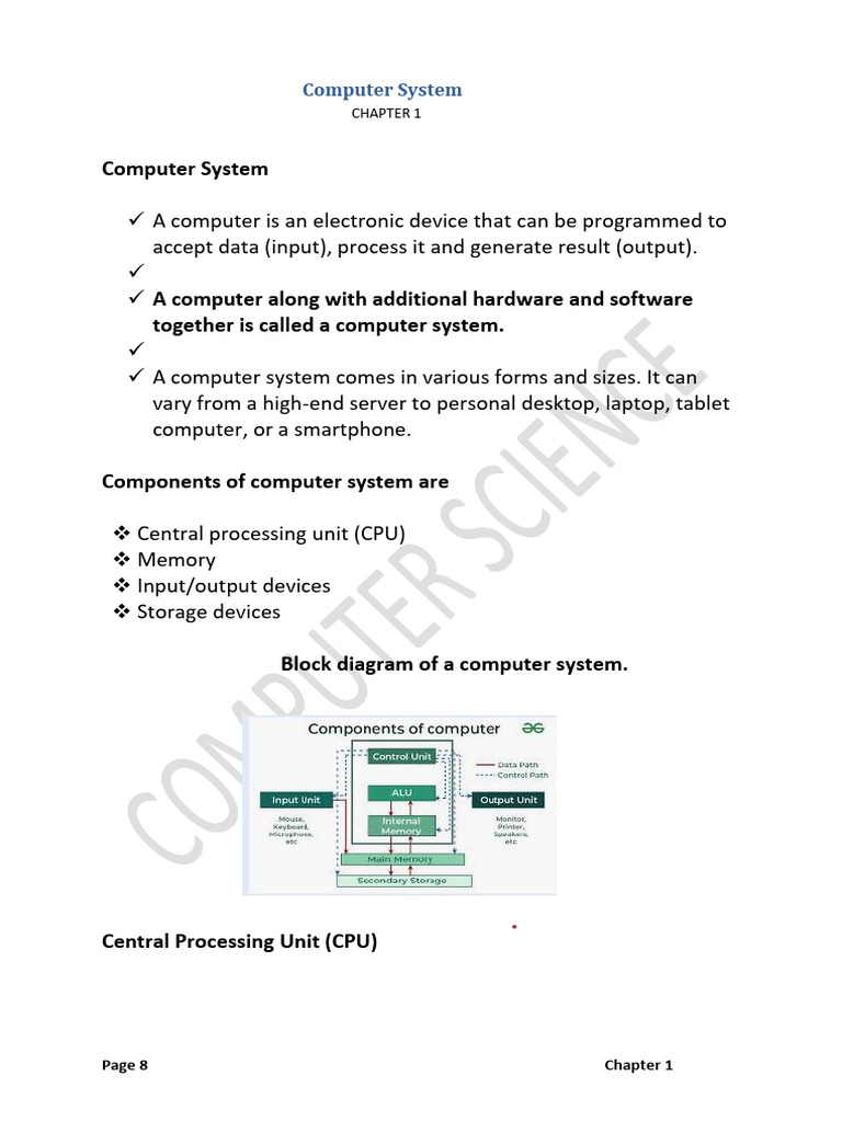 Computer System chapter 1 class 11 | PDF | Graphical User Interfaces | Computer Data Storage
