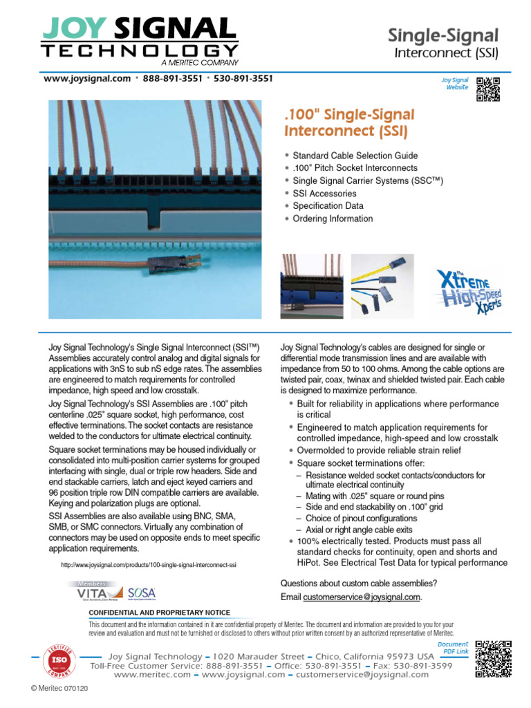 Joy Signal Meritec Single Signal Interconnect Ssi Ds Lr2 | PDF | Electrical Connector ...