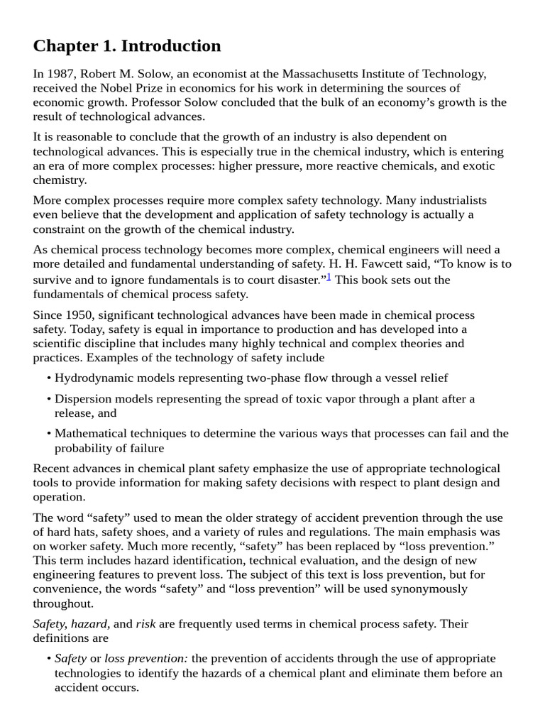 Introduction To Chemical Process | PDF | Hazards | Safety