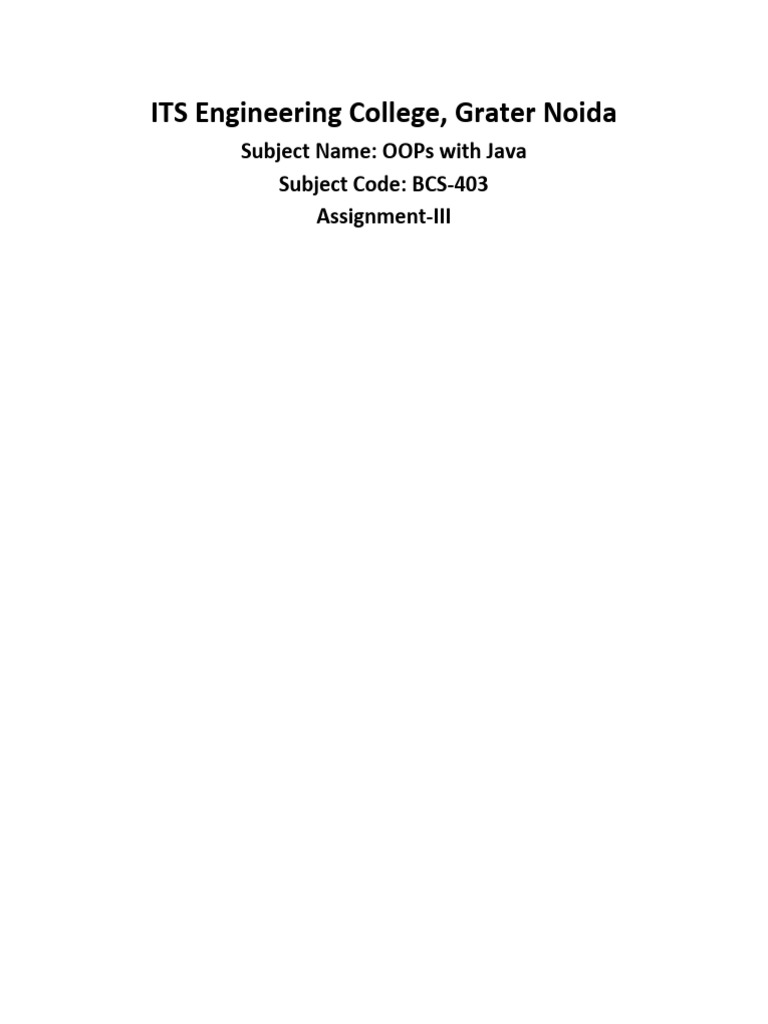 OOPS Assignment - III | PDF