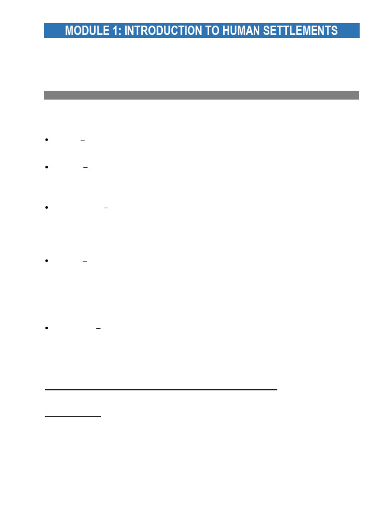MODULE 1 - Introduction To Human Settlements | PDF | Slum
