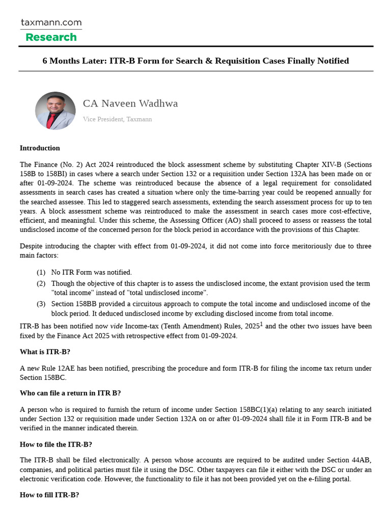 6 Months Later - ITR Form For Search Cases Finally Notified | PDF ...
