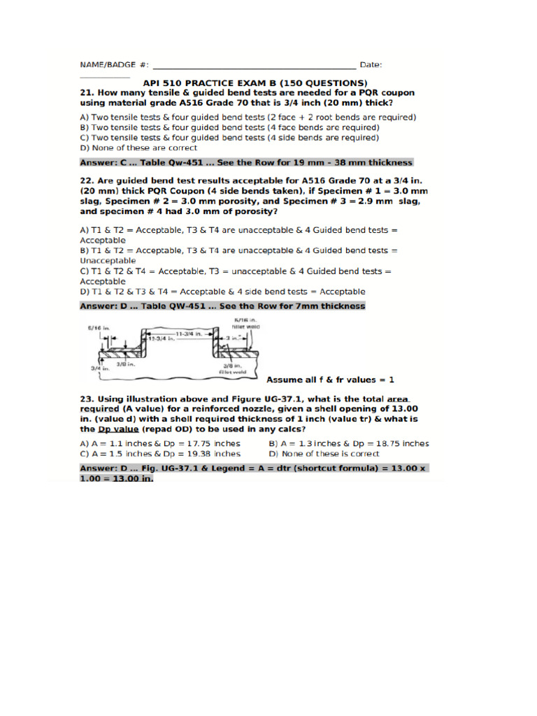 Pressure Vessel Exam For API 510 | PDF