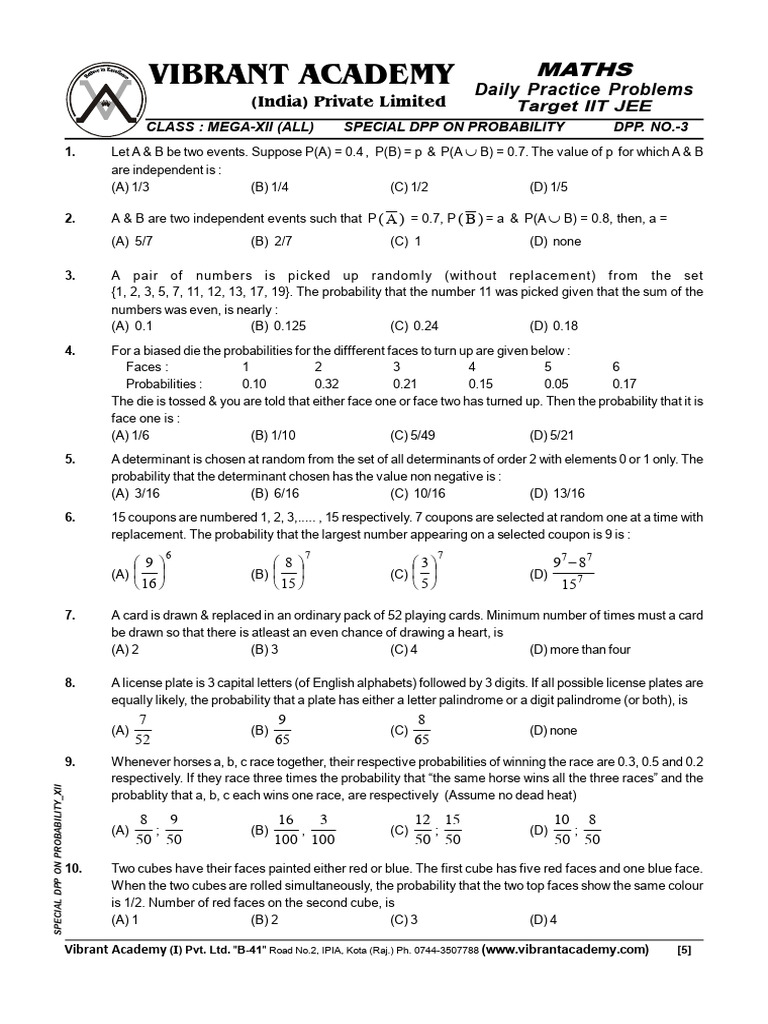 Mega Probability Dpp-3 | PDF | Probability | Odds