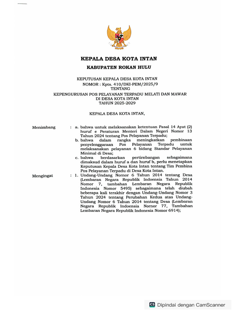 SK Peng. Posyandu Kota Intan | PDF