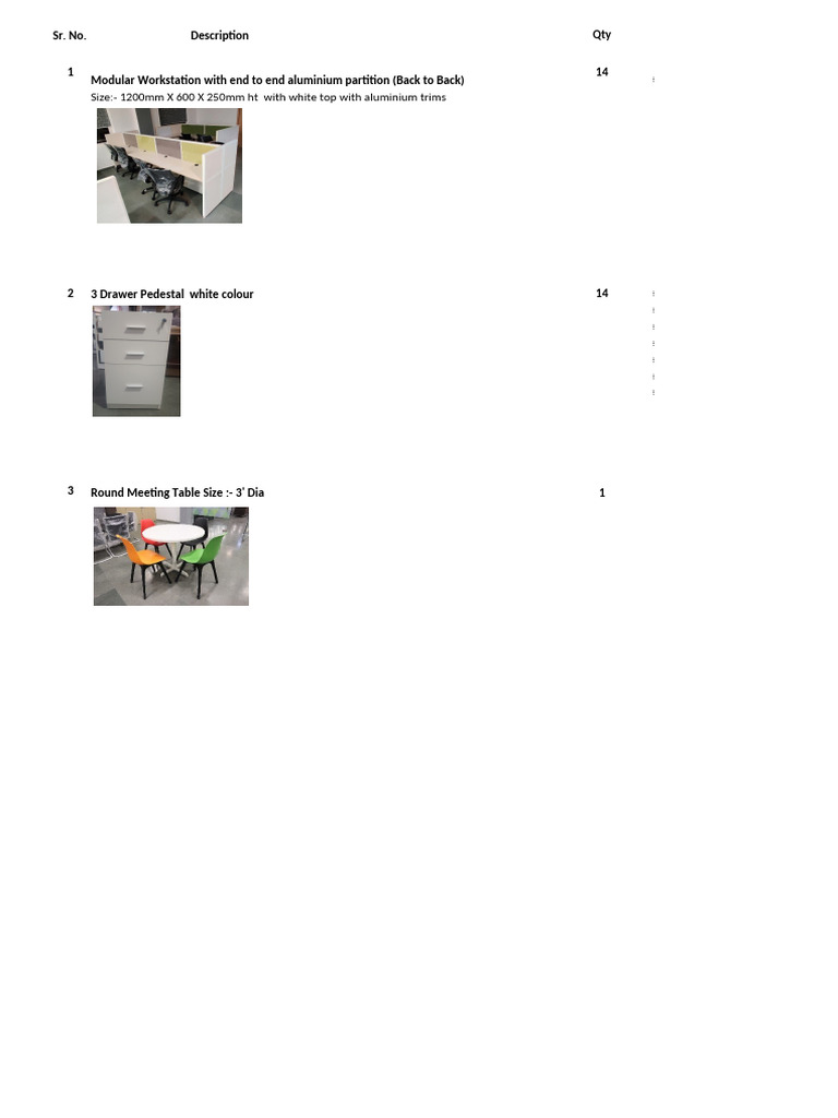 Furniture BOQ Sample for Office Setup | PDF | Furniture | Interior Design