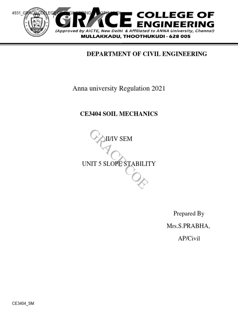 Iv Ce 3404 SM Unit5 | PDF | Soil | Soil Science