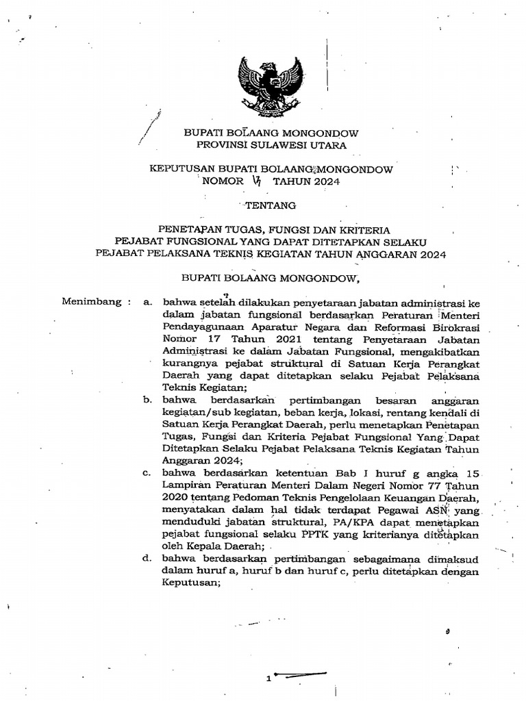 Sk Nmr 13 Tahun 2024 Tentang Penetapan Tugas, Fungsi Dan Kriteria Pejabat Fungsional Sebagai ...