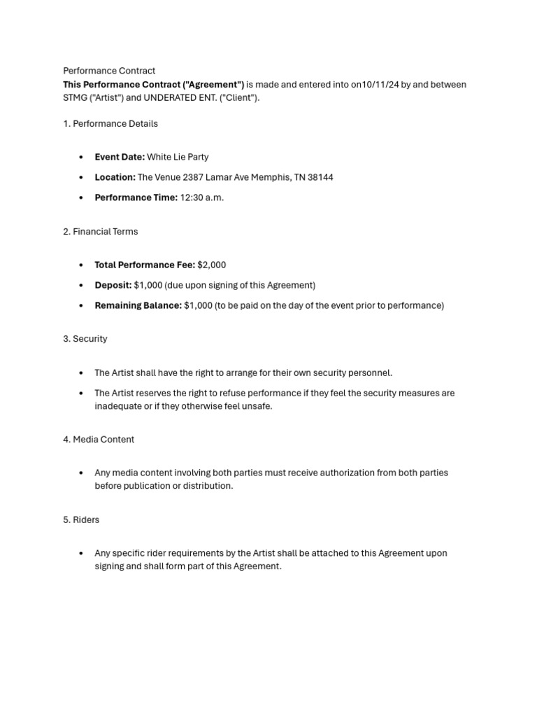 STMG Performance Contract 2 | PDF