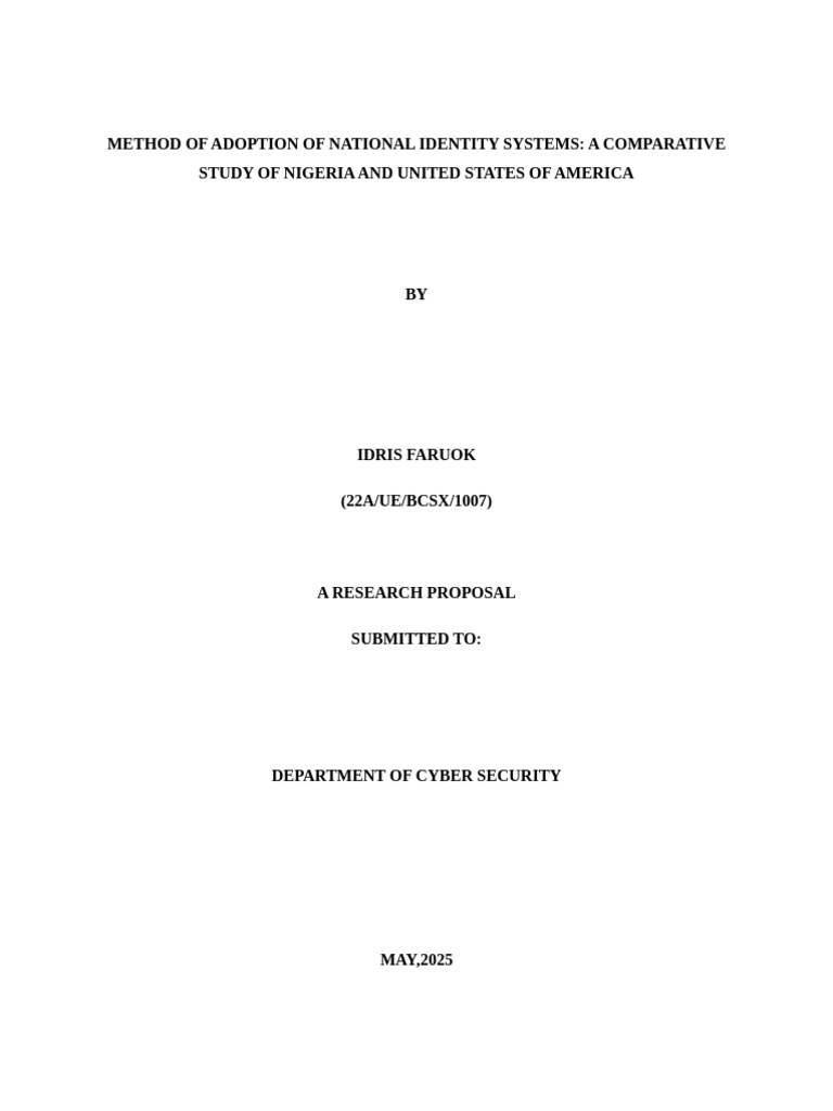 Method of Adoption of National Identity Systems 1 | PDF | Biometrics ...