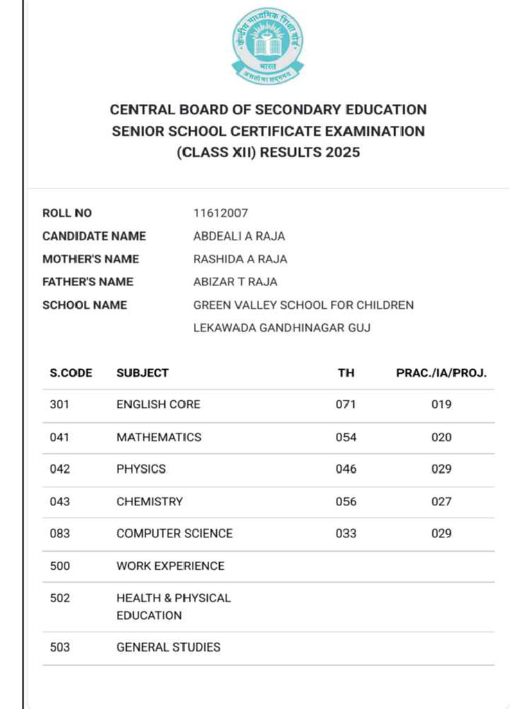 AU25 4567 Class 12 Result Compressed 20250521155805 | PDF