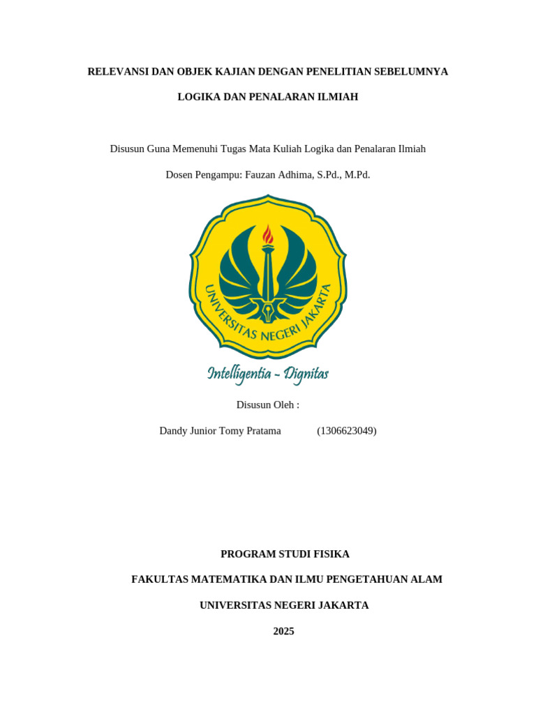 Dandy Junior Tomy Pratama - 1306623049 - Tugas 11 Relevansi Dan Objek Kajian Dengan Penelitian ...
