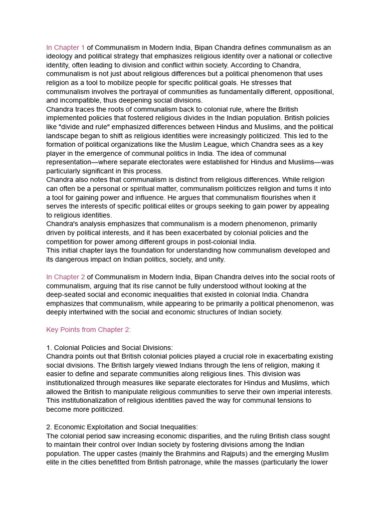 Bipan Chandra Communalism in Modern India - 1 | PDF | Nationalism | British Raj