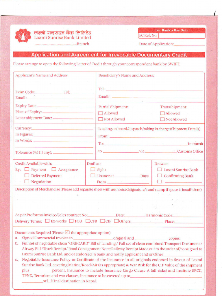Application Form | PDF | Banks | Credit