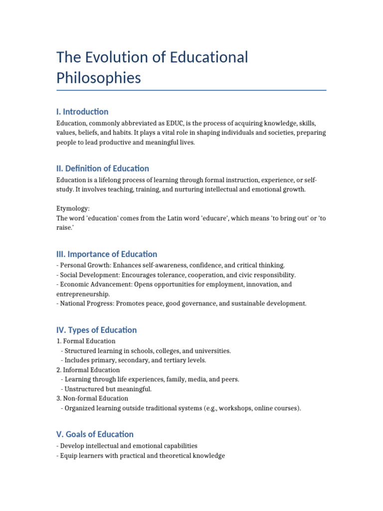 The Evolution of Educational Philosophies | PDF