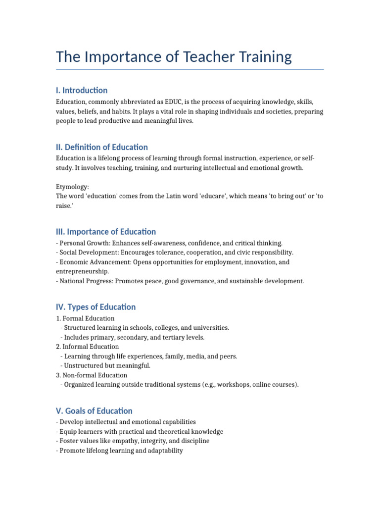 The Importance of Teacher Training | PDF
