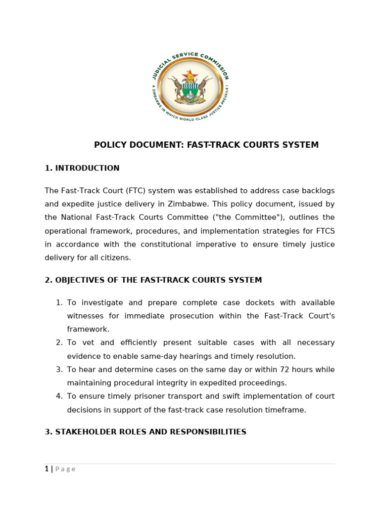 Policy Document - Fast Track Courts 3 | PDF | Prosecutor | Witness