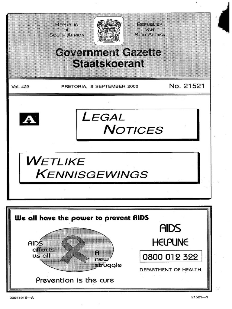Httpsarchive - Gazettes.africaarchiveza2000za Government Gazette Legal ...