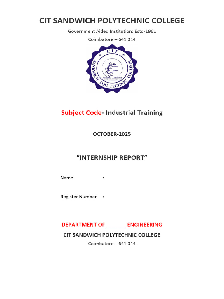 Internship Report - CIT Polytechnic 2025 | PDF