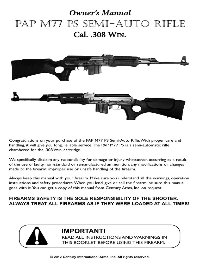 Pap m77 Ps Semi-Auto Rifle | PDF | Firearms | Magazine (Firearms)