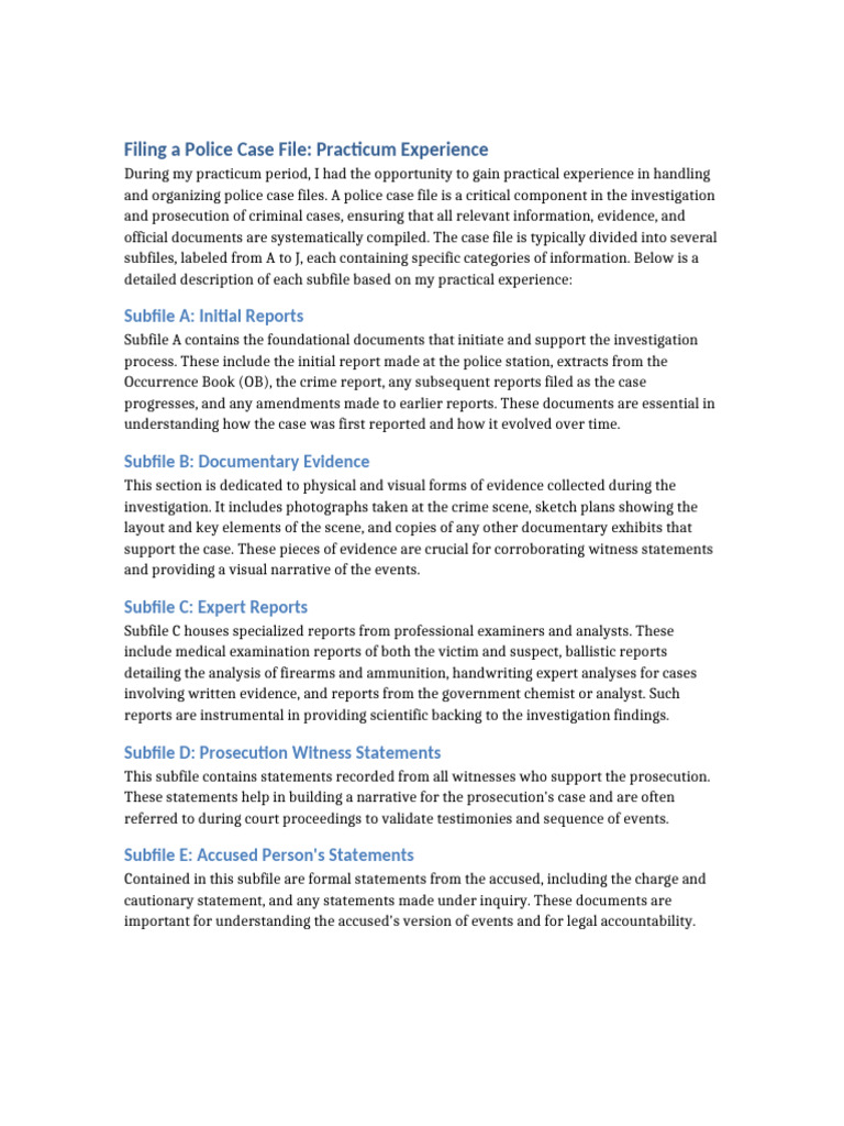 Police Case File Practicum Report | PDF | Witness | Crime Scene