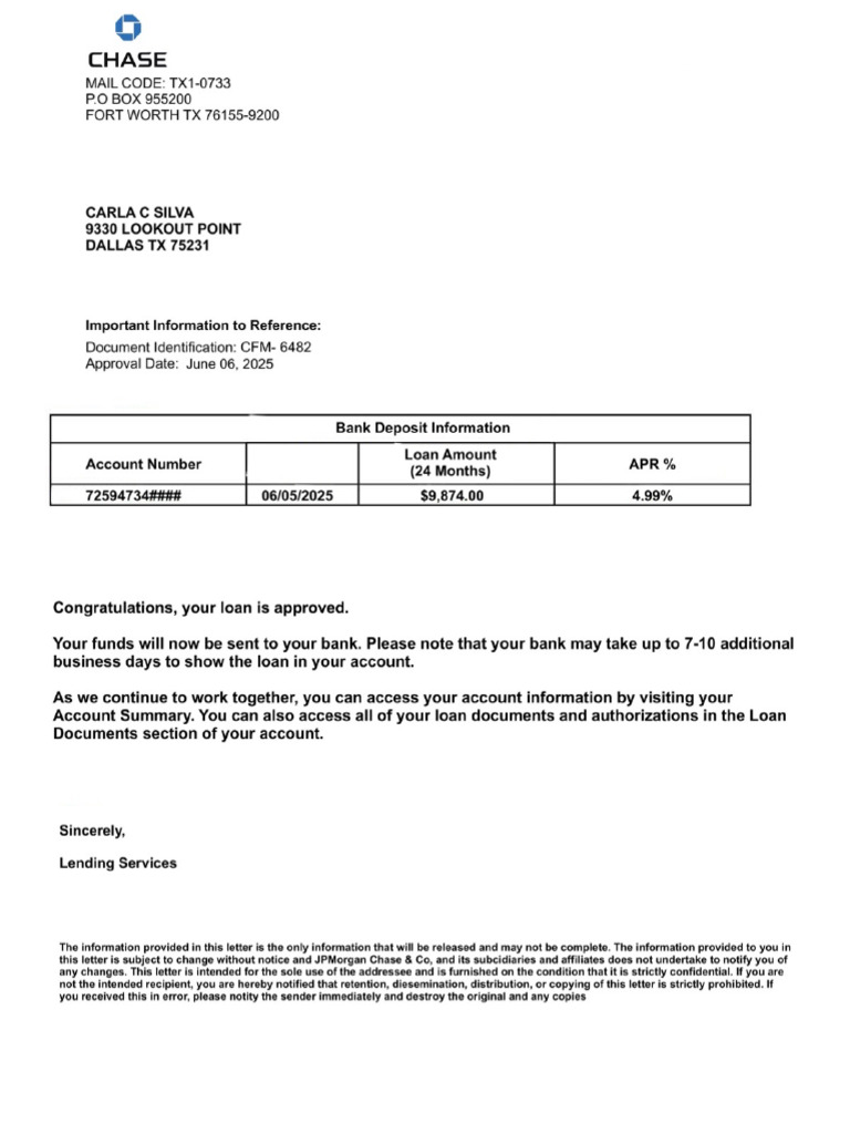 Loan Approval Notice | PDF