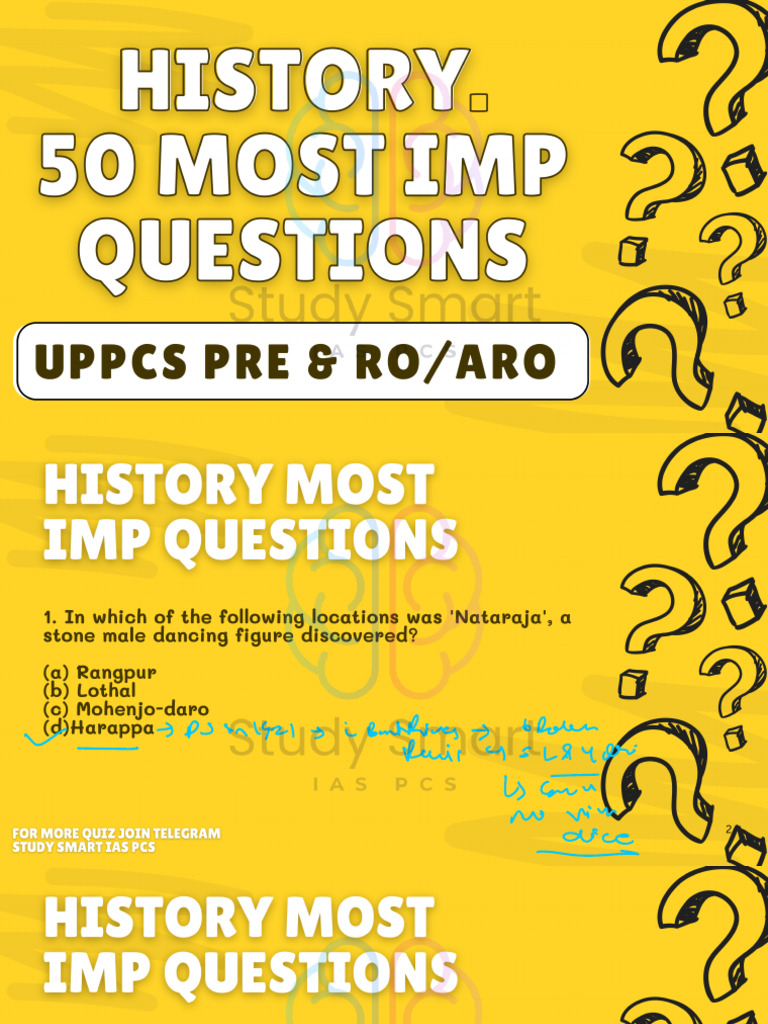 50 Most Important & Repeated Questions of History by SSIP? | PDF
