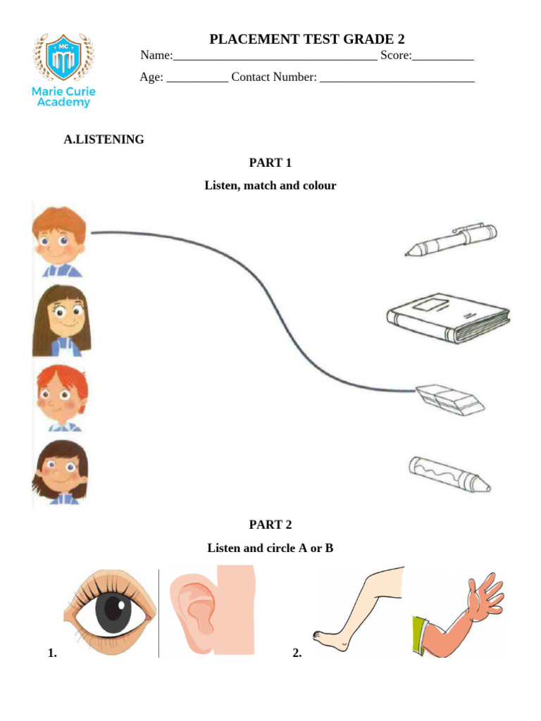 Placement Test Grade 2 | PDF